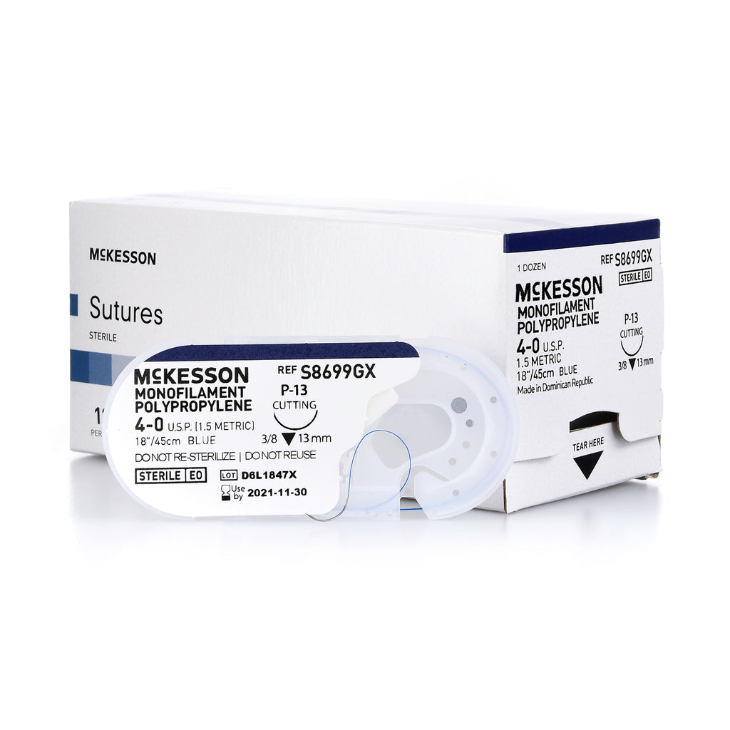 Nonabsorbable Suture with Needle McKesson Polypropylene P-13 3/8 Circl ...