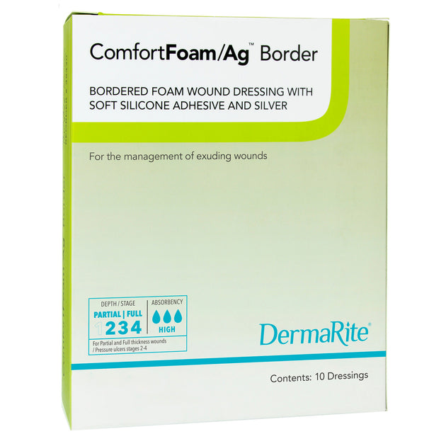 DermaRite Industries Silver Foam Dressing ComfortFoam/Ag™ Border 6 X 6 ...