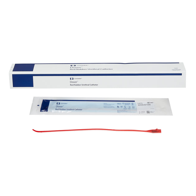 Cardinal Urethral Catheter Dover™ Coude Tip Hydrophilic Coated Red Rub ...