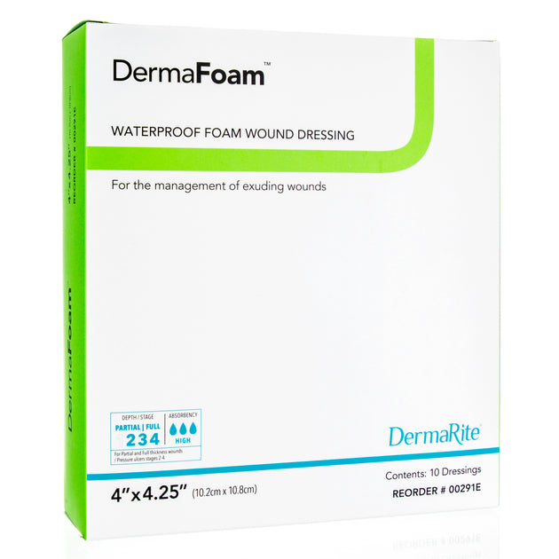 DermaRite Industries Foam Dressing DermaFoam® 4 X 4-1/4 Inch Without B ...