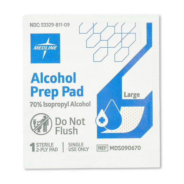 Medline Sterile Alcohol Prep Pads,. 2-Ply, Size L, 1-3/4" x 3" | Gilgal ...