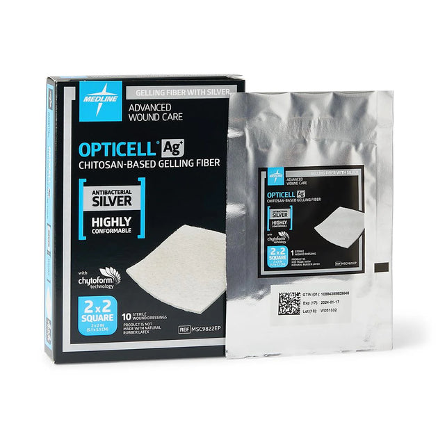 Medline Silver Gelling Fiber Dressing Opticell Ag+ 2 X 2 inch Square S ...