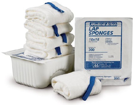 Surgical Laparotomy Sponge Cotton 18 X 18 Inch 5 Count Rigid Tray Ster ...