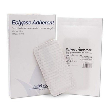 Super Absorbent Dressing Eclypse® Adherent 4 X 8 Inch Silicone Rectang ...