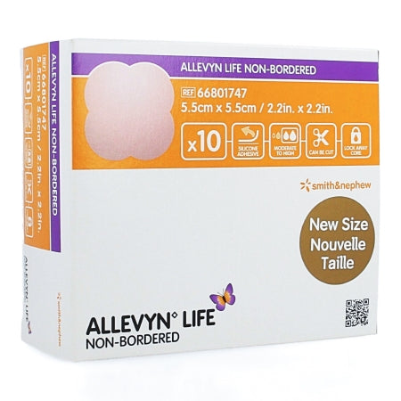 Silicone Foam Dressing Allevyn Life 2 X 2 Inch Square Non-Adhesive wit ...