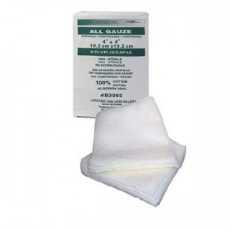 Gauze Sponge All Gauze Cotton 8-Ply 4 X 4 Inch Square NonSterile ...